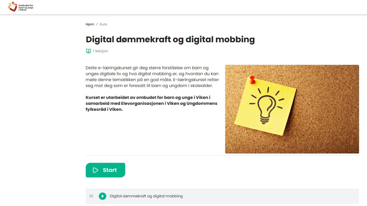 E-læringskurs om digital dømmekraft og digital mobbing | Barnevakten